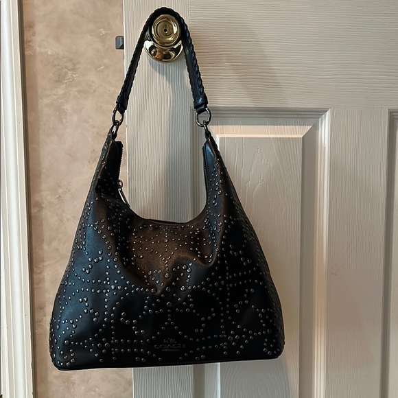 Coach | Bags | Coach Studded Black Leather Shoulder Bag | Poshmark